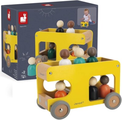 JANOD WOODEN SCHOOL BUS PUSH ALONG BRAND NEW IN BOX 2+ | eBay Australia