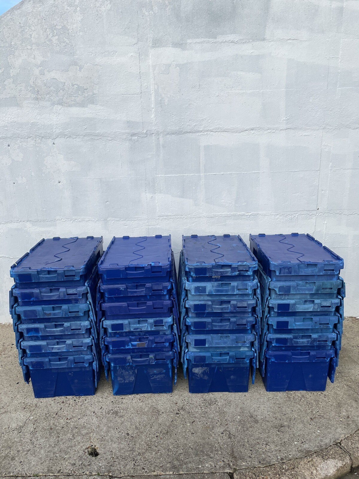 6 x 60ltr Heavy Duty Plastic Storage Tote Box 60 x 40 x 30cm Folding ...