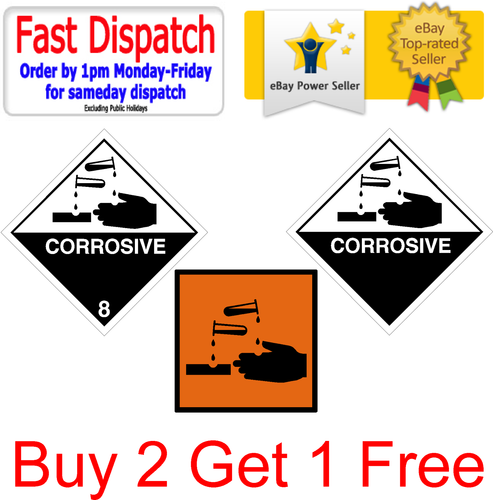 Hazard Warning Stickers Corrosive Substance 8 Labels Caution Sign ...