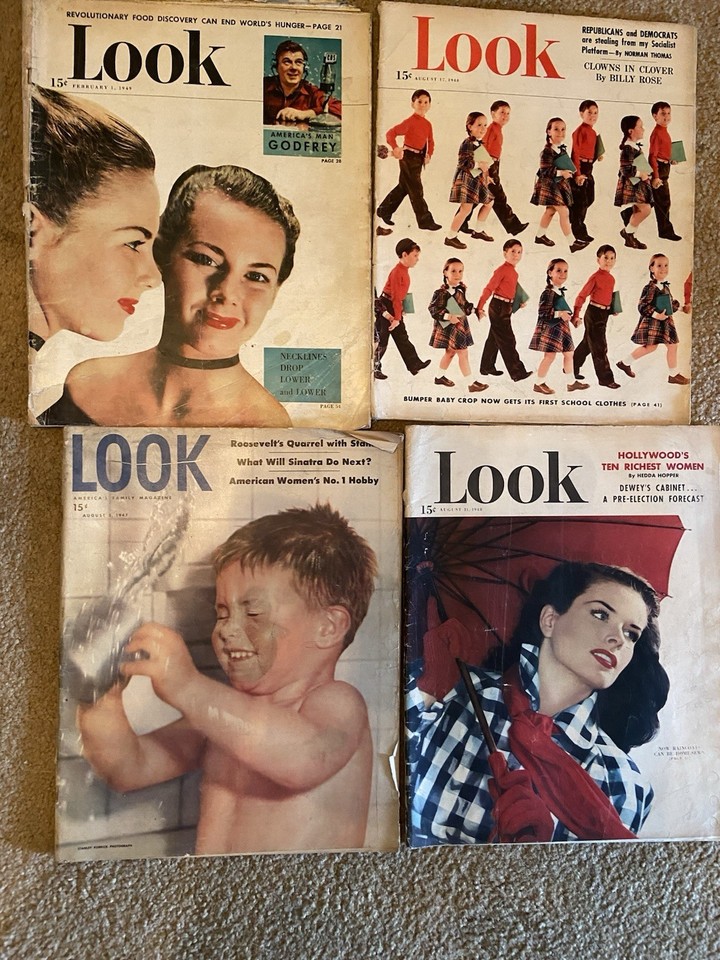 LOOK MAGAZINES Retro - HUGE LOT OF 91 VINTAGE 1940s 50s 60s 70s ...