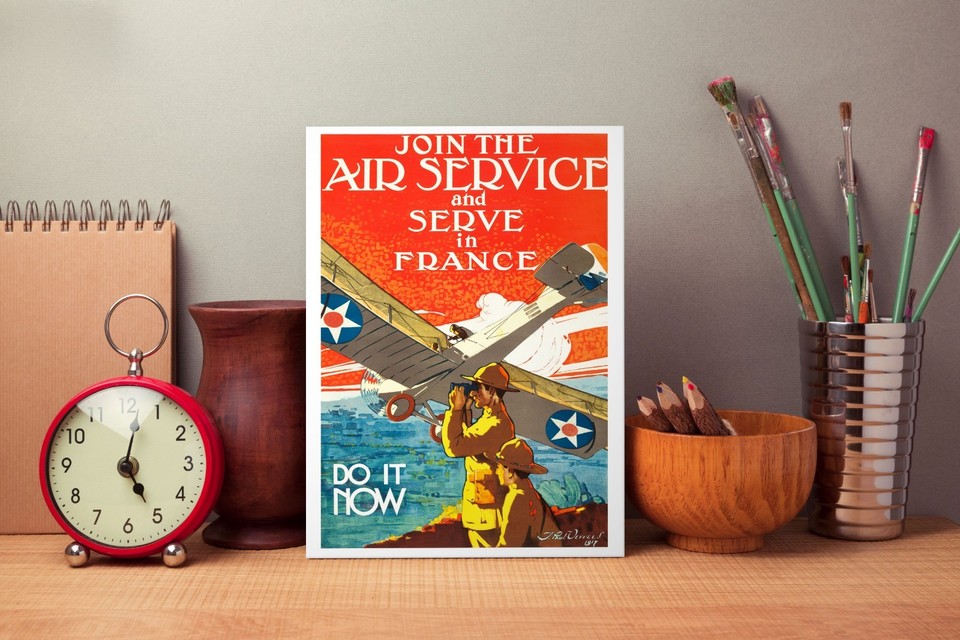 WW1 Aviation Propaganda Poster - Join The Air Service, Vintage ...