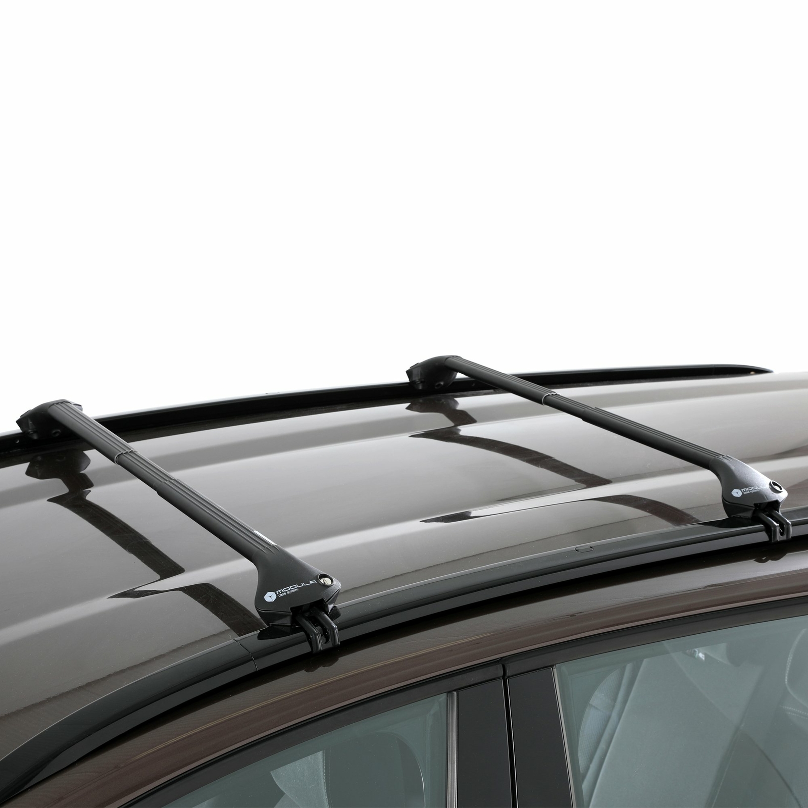 Modula Oval Aero Aluminium Black Roof Bars Set for Volvo V90 16-25 ...