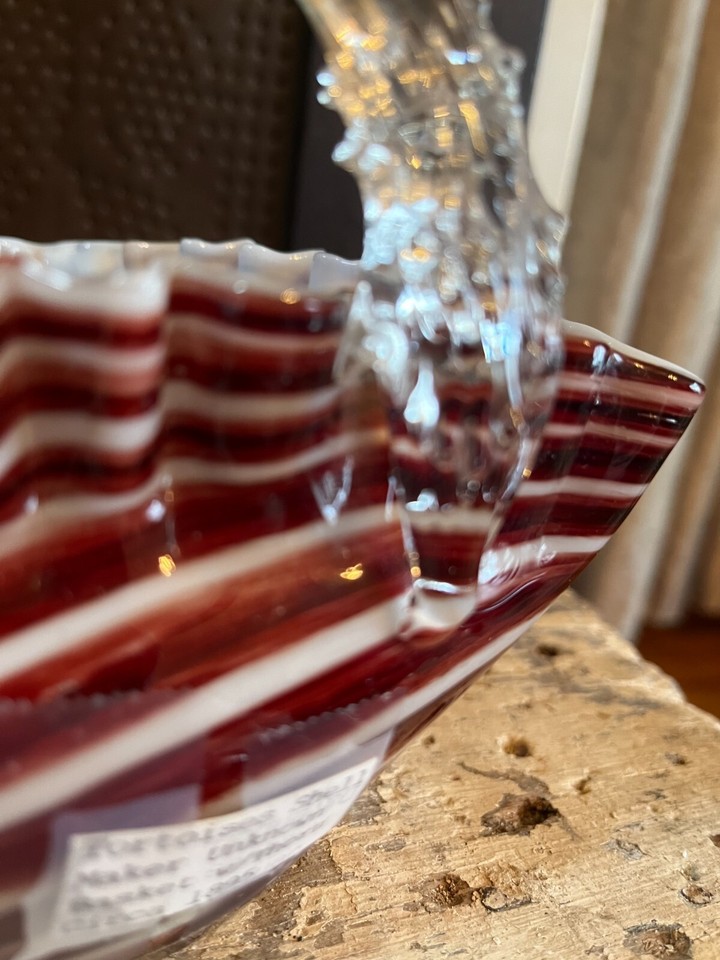 Antique Victorian Art Glass Basket Thorn Handle, triangular, tortoise ...