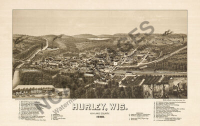 Panoramic Map of Hurley WI 16x24 | eBay