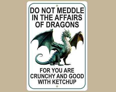 Don't Meddle in Affairs of Dragons Sign, Fantasy Wall Decor, Novelty ...