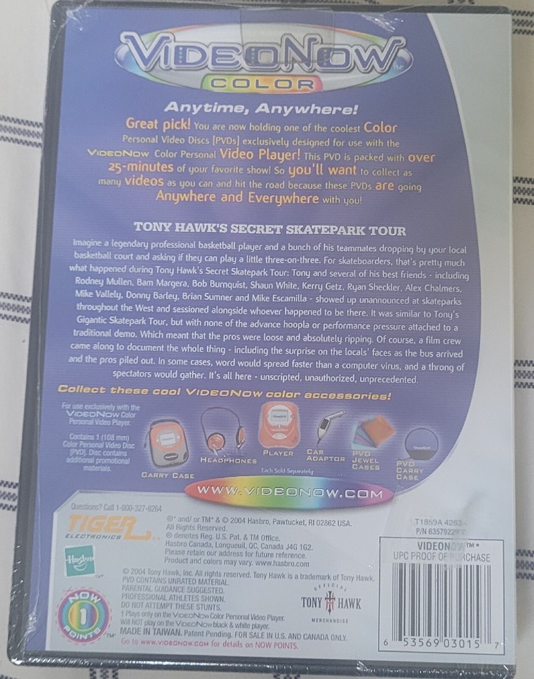 VideoNow Color Video Disc PVD Tony Hawk's Secret Skatepark Tour Brand ...