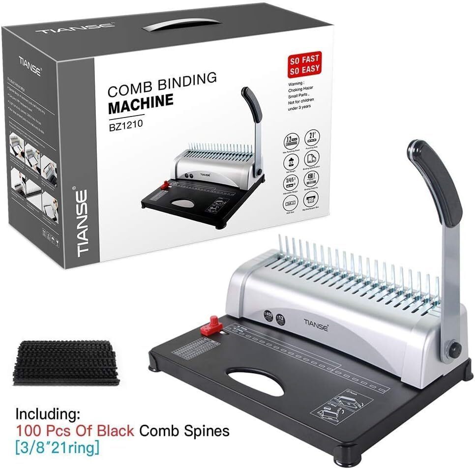 Binding Machine, 21-Holes, 450 Sheets, Comb Binding Machines with ...