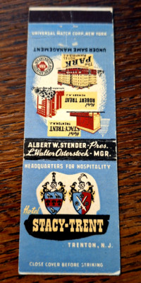 Vintage Matchbook: Hotel Stacy-Trent, Trenton, NJ | eBay