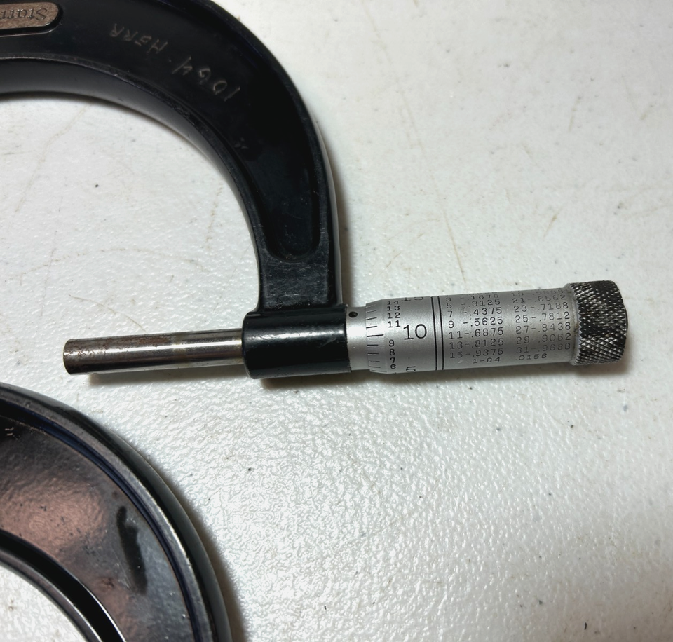 4 Vintage Starrett Outside Micrometer Caliper Tools No. 436-4", 3", 2 ...