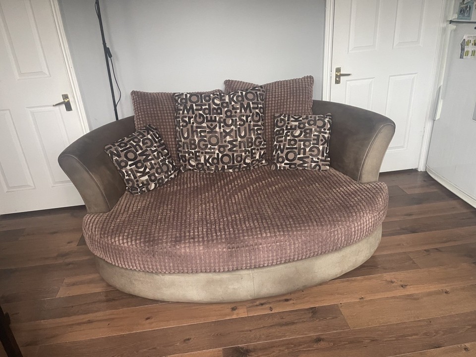 Love Chair, Cuddle Chair / Sofa, DFS Brown with removable footstool ...