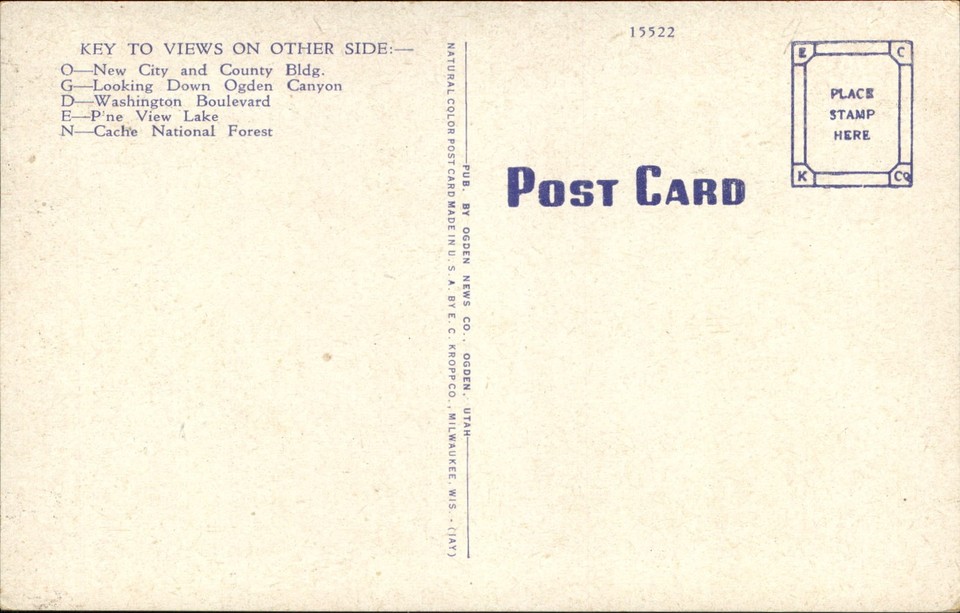 Greetings from Ogden Utah UT ~ Large Letter Linen 1940s | eBay UK