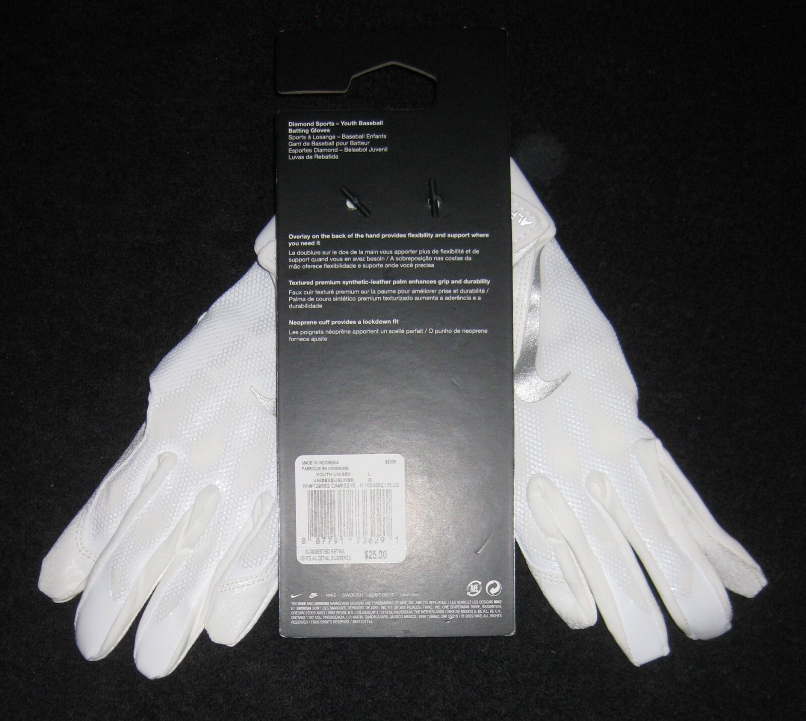 NIKE DRI FIT ALPHA BASEBALL BATTING GLOVES 1004382 125 LG YOUTH LARGE ...