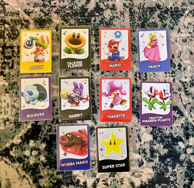 Super Mario Wonder Trading Cards Lot With Wubba Mario and Super Star ...