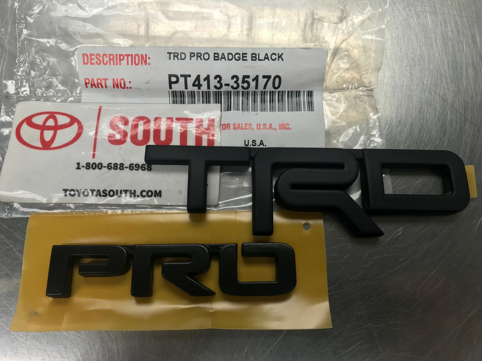 OEM TRD Pro Emblem 4Runner Sequoia Tundra Tacoma Flat Black Metal PT413 ...