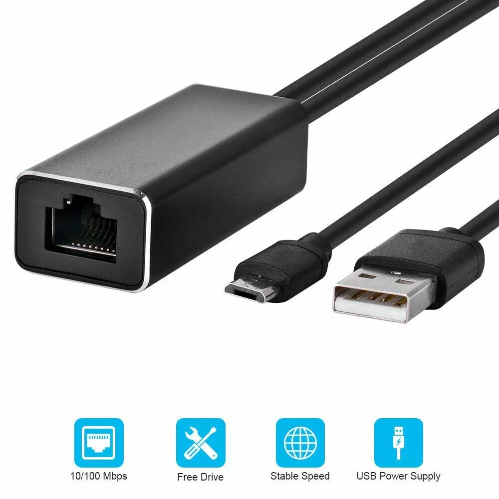 For Amazon Fire Stick 4K OTG Cable Adapter USB to Ethernet LAN Internet ...