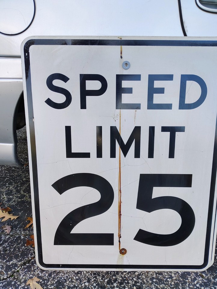 Metal 25 MPH SPEED LIMIT SIGN 30x24 Retired Village Safety Road Man ...