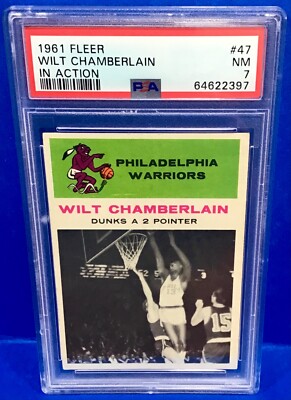 1961 Fleer Basketball Wilt Chamberlain IA Rookie Card #47 PSA 7 NR-Mint ...