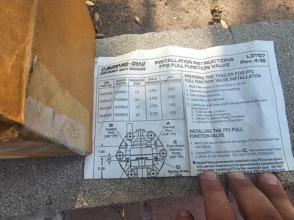 Genuine OEM Original Midland FF2 Full Function Trailer Valve KN28061 ...