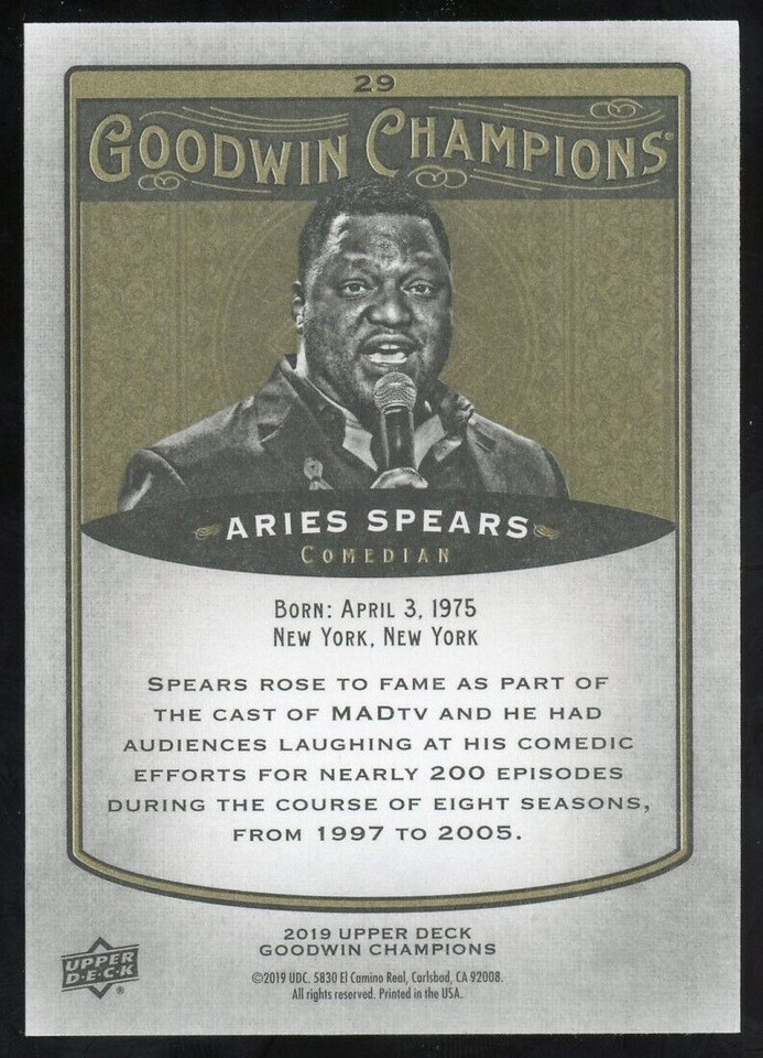2019 Goodwin Champions Aries Spears Green Vertical Comedian #29 | eBay