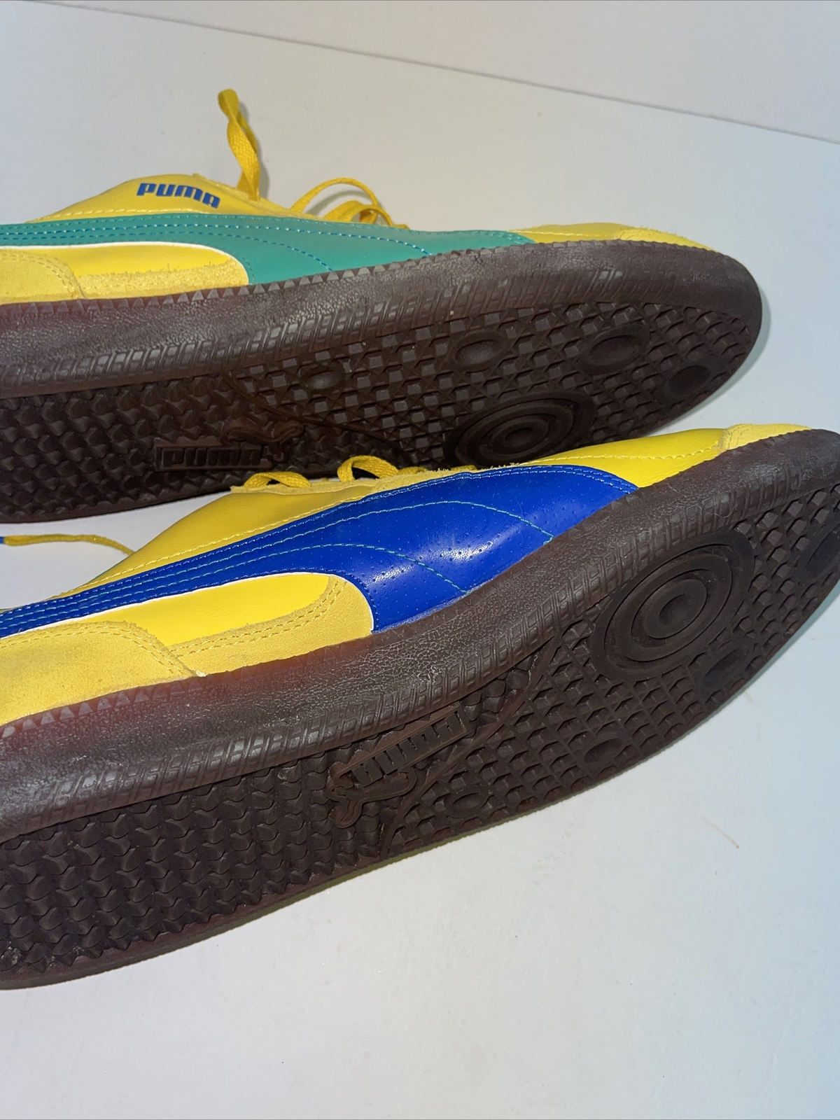 Vintage Yellow Puma Shoes With Blue And Green Stripes. RARE | eBay