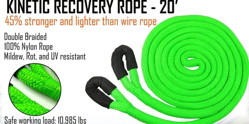 New - GRIP Tools 20' x 7/8" Kinetic Recovery Snatch Rope - Free ...