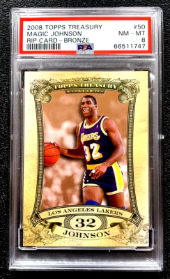/99 PSA 8 BRONZE 2008 MAGIC JOHNSON TOPPS TREASURY RIP CARD UNRIPPED ...
