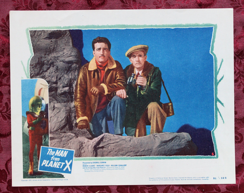 1951 THE MAN FROM PLANET X ORIG LOBBY CARD Robert Clarke & Raymond Bond ...