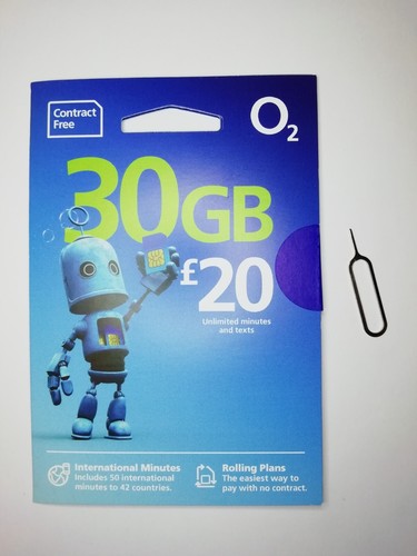 O2 PAYG Sim Card International 30GB for £20 + SIM EJECTOR PIN *NB* ZERO ...