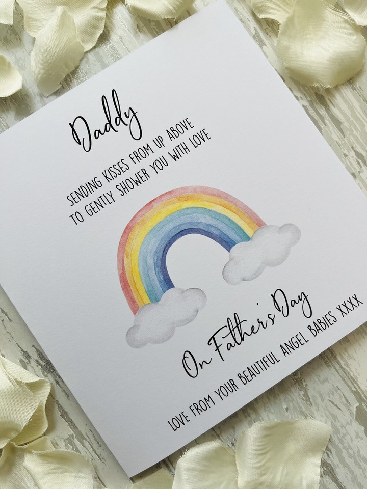 Personalised Rainbow Angel Baby Loss Father's Day Card Birthday ...