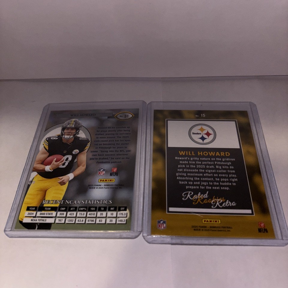 Donruss Rated Rookie Will Howard Pittsburgh Steelers Football Card Lot ...