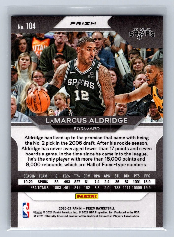 2020 Panini Prizm #104 LaMarcus Aldridge Purple Wave San Antonio Spurs ...