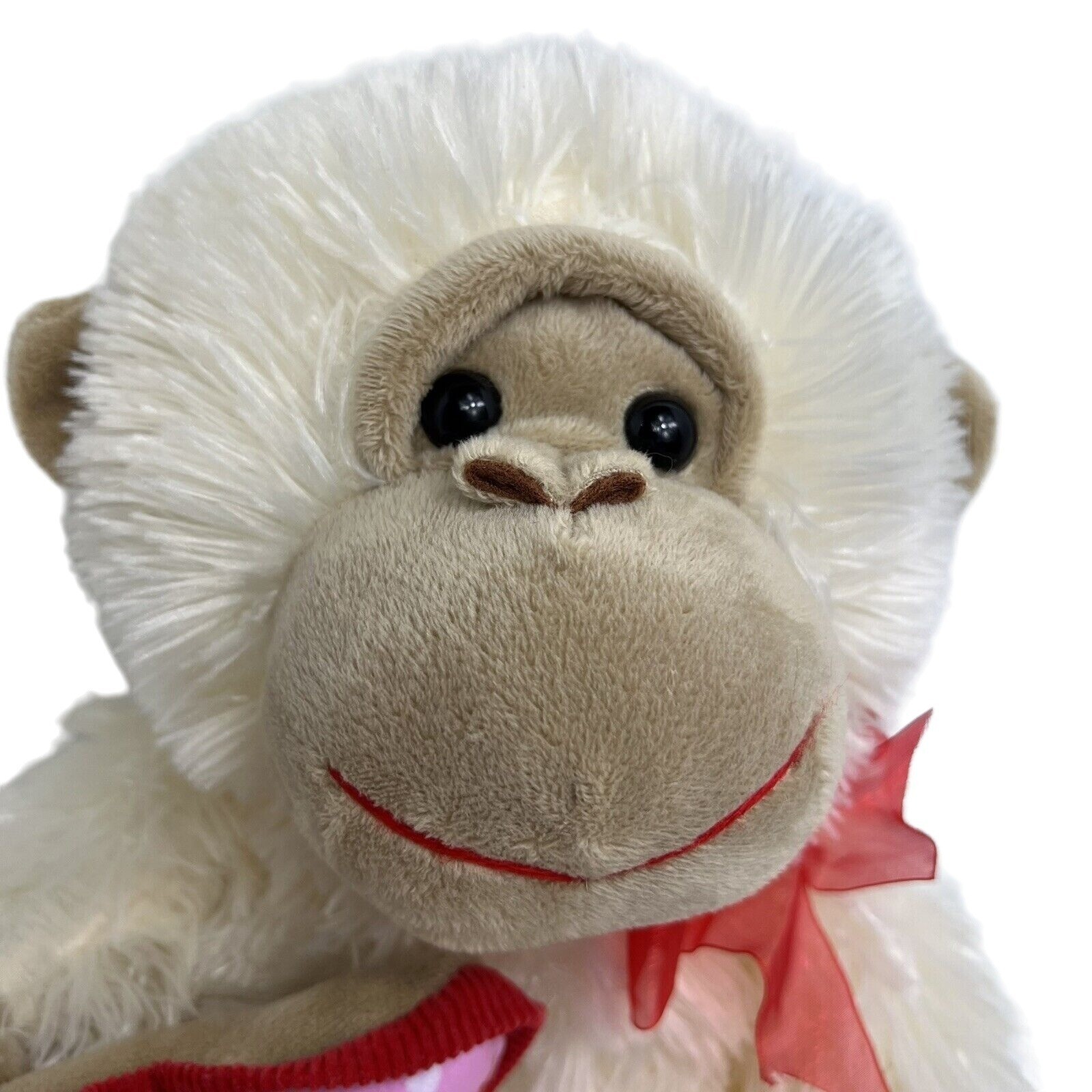 Hug & Luv Plush White Gorilla Monkey Stuffed Animal Red Love Heart 2017 ...