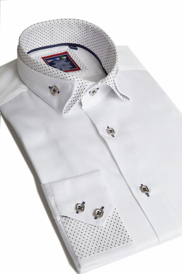 New Mens Italian Double Collar Slim Fit Shirt Round/Folding Collar Long ...
