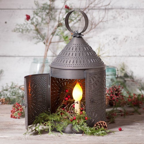 Country Fireside Lantern Light in Kettle Black Tin - 17 inch tall | eBay