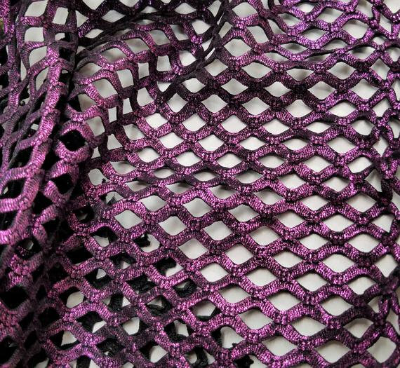 Purple black Shiny Fishnet with Lurex Nylon Spandex 60" Sold by Yard 58 ...