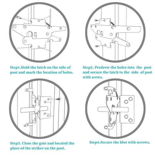 Heavy Duty Gate Latch Post Mount Automatic Self-Closing Gate Latchfor ...