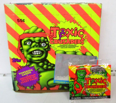 TOXIC CRUSADERS CARDS 1 SEALED CELLO PACK 1991 TOPPS-8 CARDS 1 HOLOGRAM ...