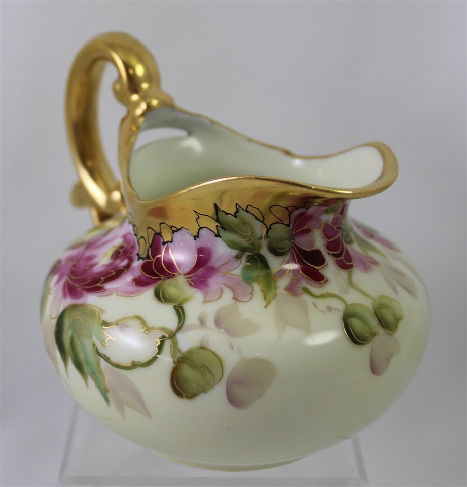 Pickard Porcelain China Creamer/Small Pitcher Pink Flowers Gold Rim ...