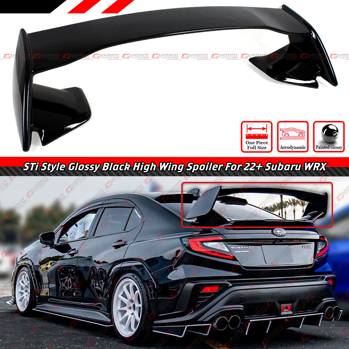 For 2022-2024 SUBARU WRX VB STI STYLE GLOSS BLACK HIGH TRUNK SPOILER ...