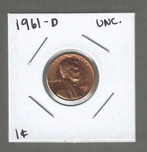 1961 Denver Mint UNCIRCULATED Lincoln Memorial Penny Cent 1¢ OBW # ...