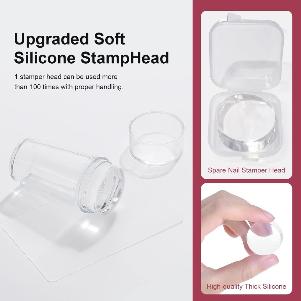 Nail Art Stamper Clear Silicone Nails Stamping Jelly with Scraper ...