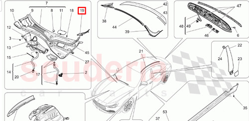 MASERATI GHIBLI M157 RIGHT WATER COWL PANEL TRIM 670013462 ORIGINAL NO ...