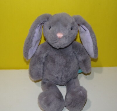 Manhattan Toy Gray BUNNY RABBIT PLUSH - 13" Gray Stuffed Animal Purple ...