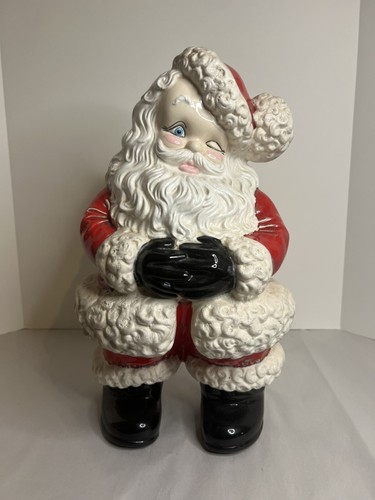 Vintage Ceramic Winking Santa Claus Atlantic Mold 14” . Hand Painted ...
