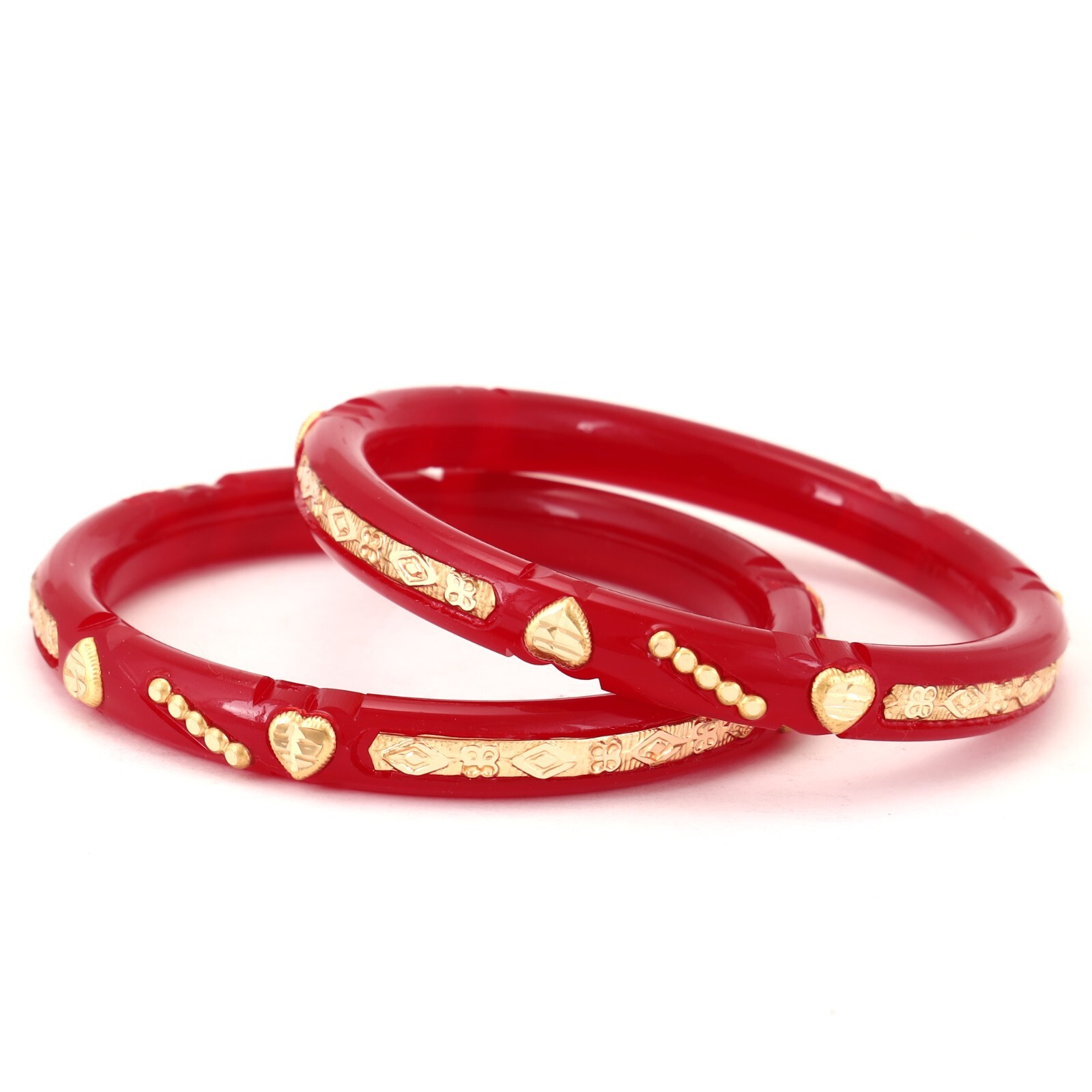 Indian Traditional Gold Plated Red Bangles Set For Women Daily Wear ...