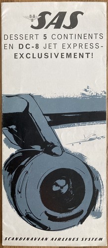 1960 SAS SCANDINAVIAN AIRLINES DC8 BROCHURE ROUTE MAP | eBay