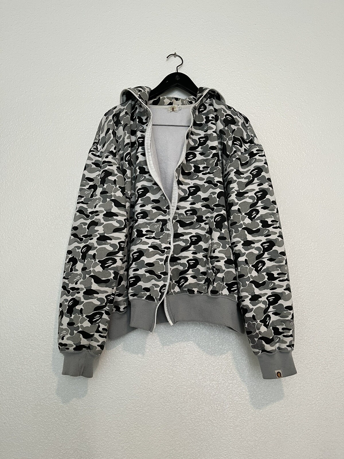 BABY MILO Vintage white multi camo cotton zip up hood… - Gem