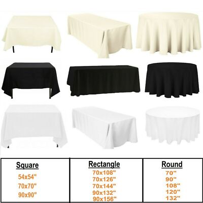 Polyester Tablecloth Table Cover Rectangle Round & Square Wedding Party ...