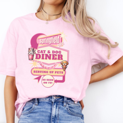Funny Springfield Ohio Eating Pets Cats Dogs Retro Cafe Debate Unisex T ...