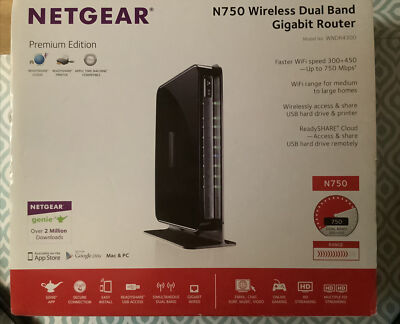Netgear N750 WNDR4000 Wireless Dual Band Gigabit Router 300-450 Mbps | eBay